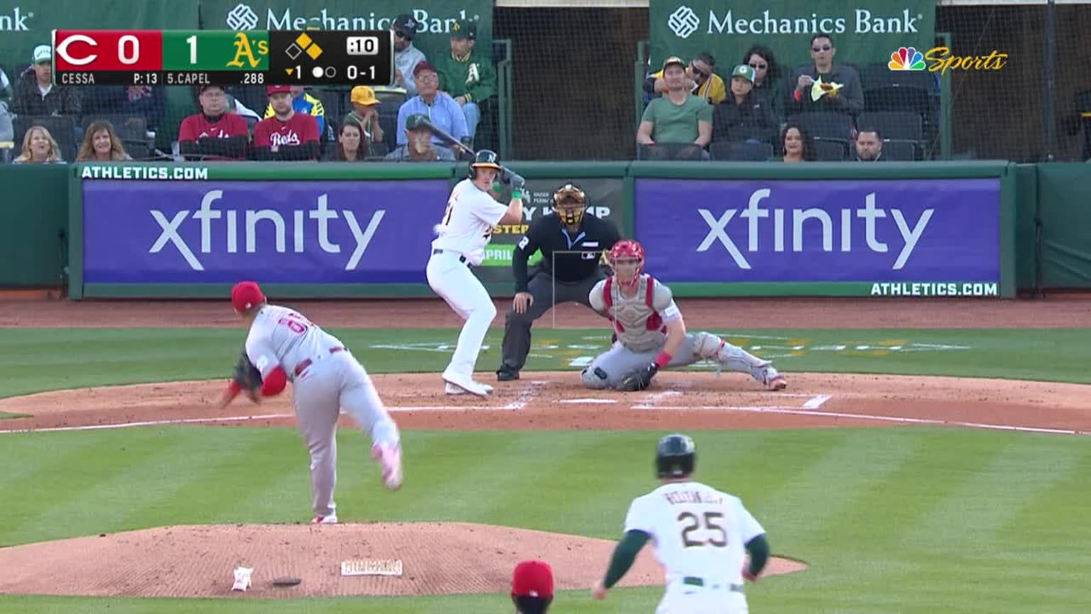 Conner Capel grounds into a double play, shortstop Jose Barrero to ...