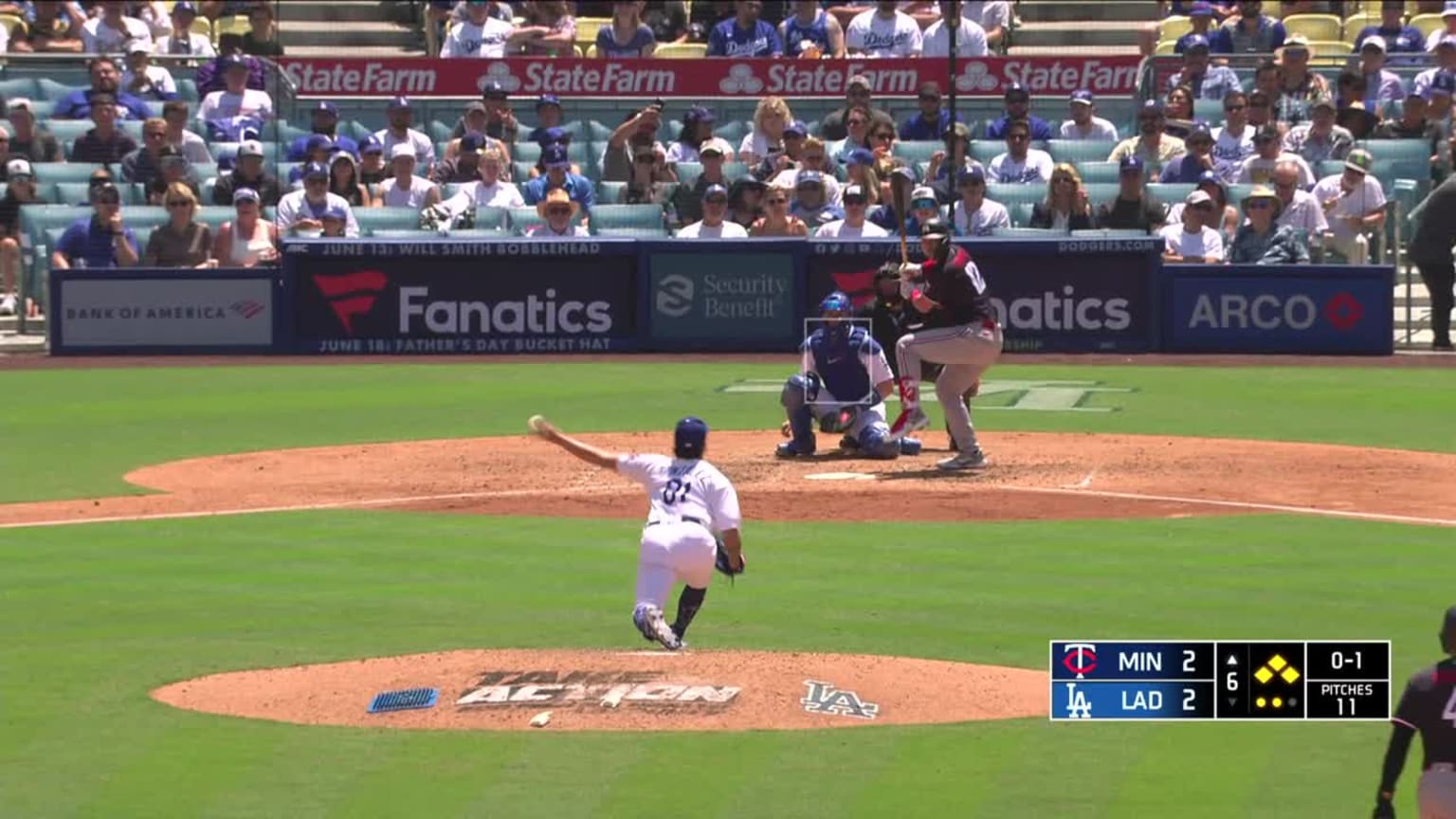 Kyle Farmer flies out to left fielder Trayce Thompson. | 05/17/2023 | MLB.com