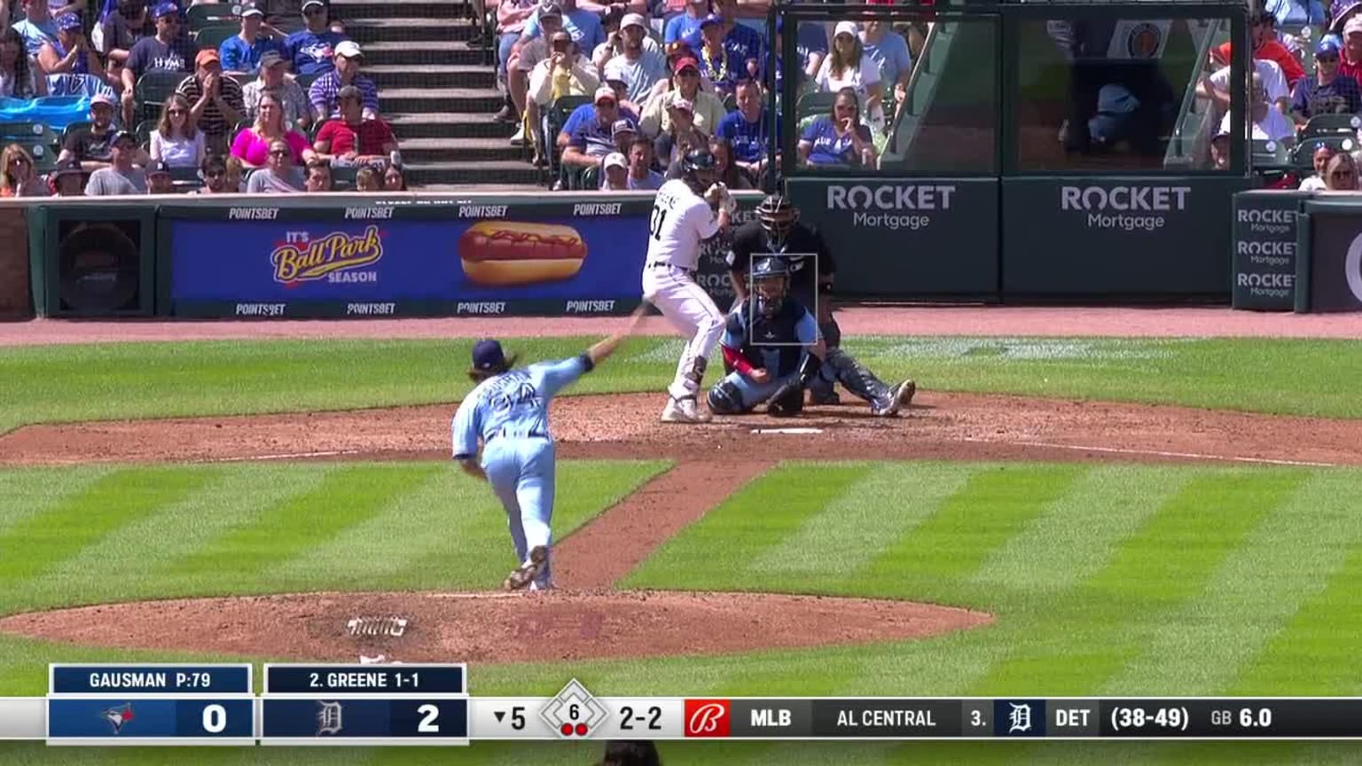 Riley Greene singles on a sharp line drive to right fielder Cavan ...