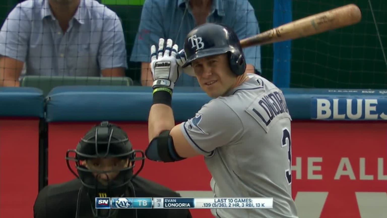 Evan Longoria singles on a ground ball to center fielder B. J. Upton ...