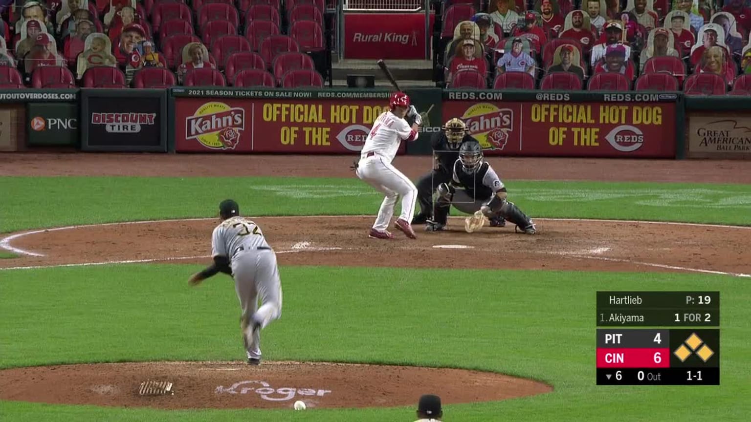 Geoff Hartlieb Ball to Shogo Akiyama | 09/14/2020 | Cincinnati Reds