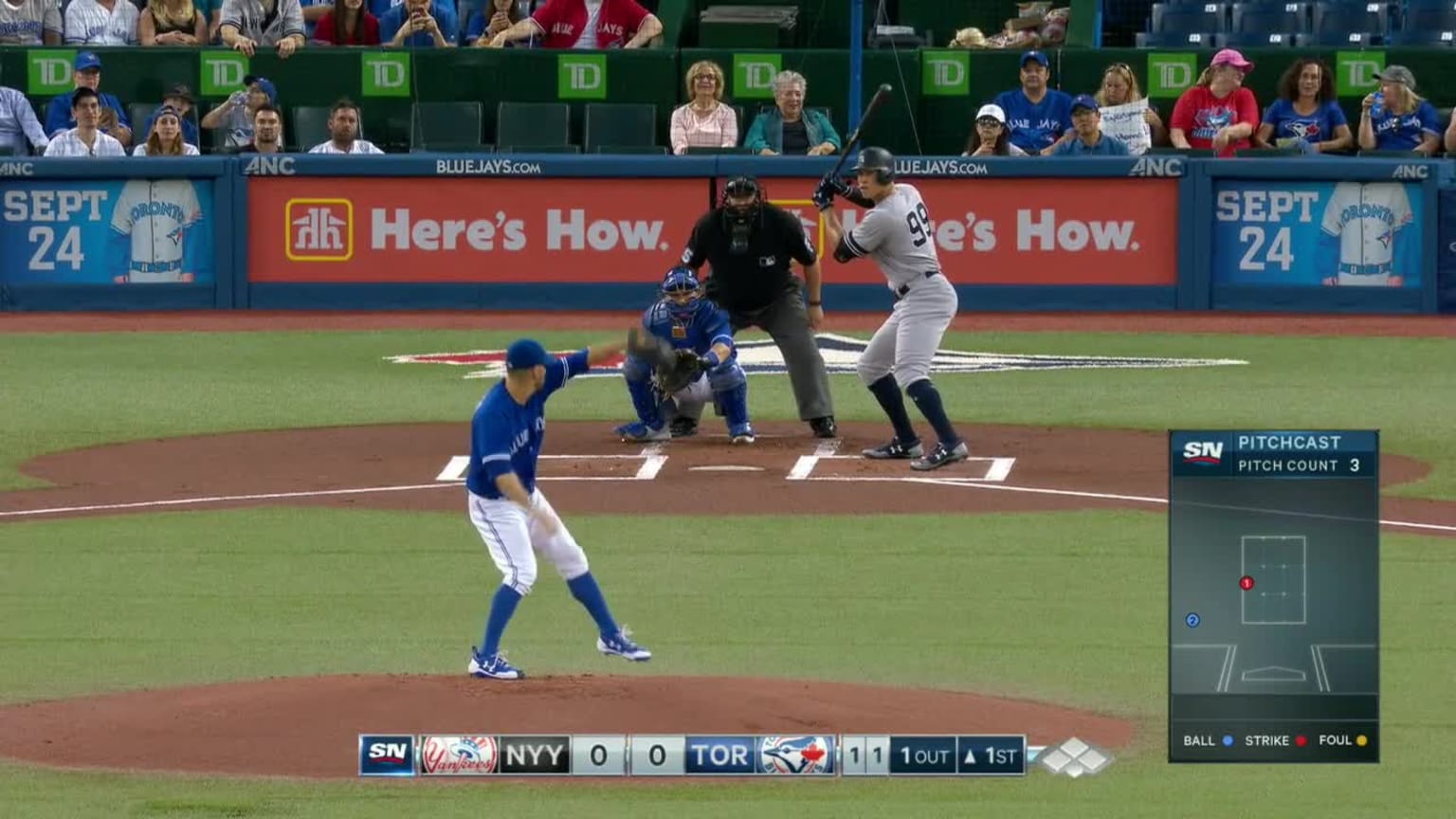 Marco Estrada Ball to Aaron Judge | 09/22/2017 | New York Mets