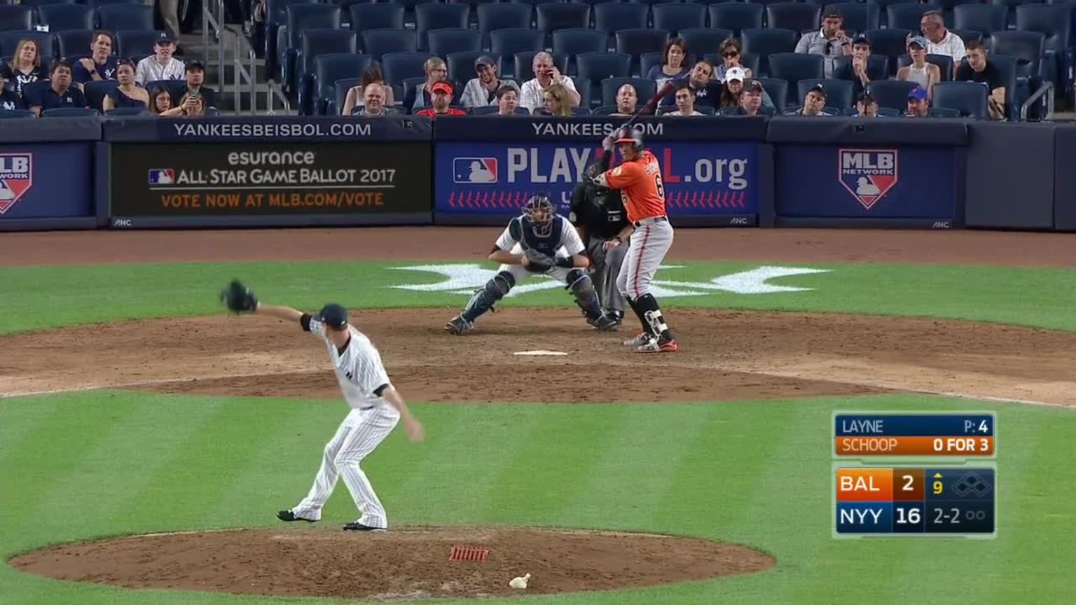 Tommy Layne Ball to Jonathan Schoop | 06/10/2017 | New York Yankees