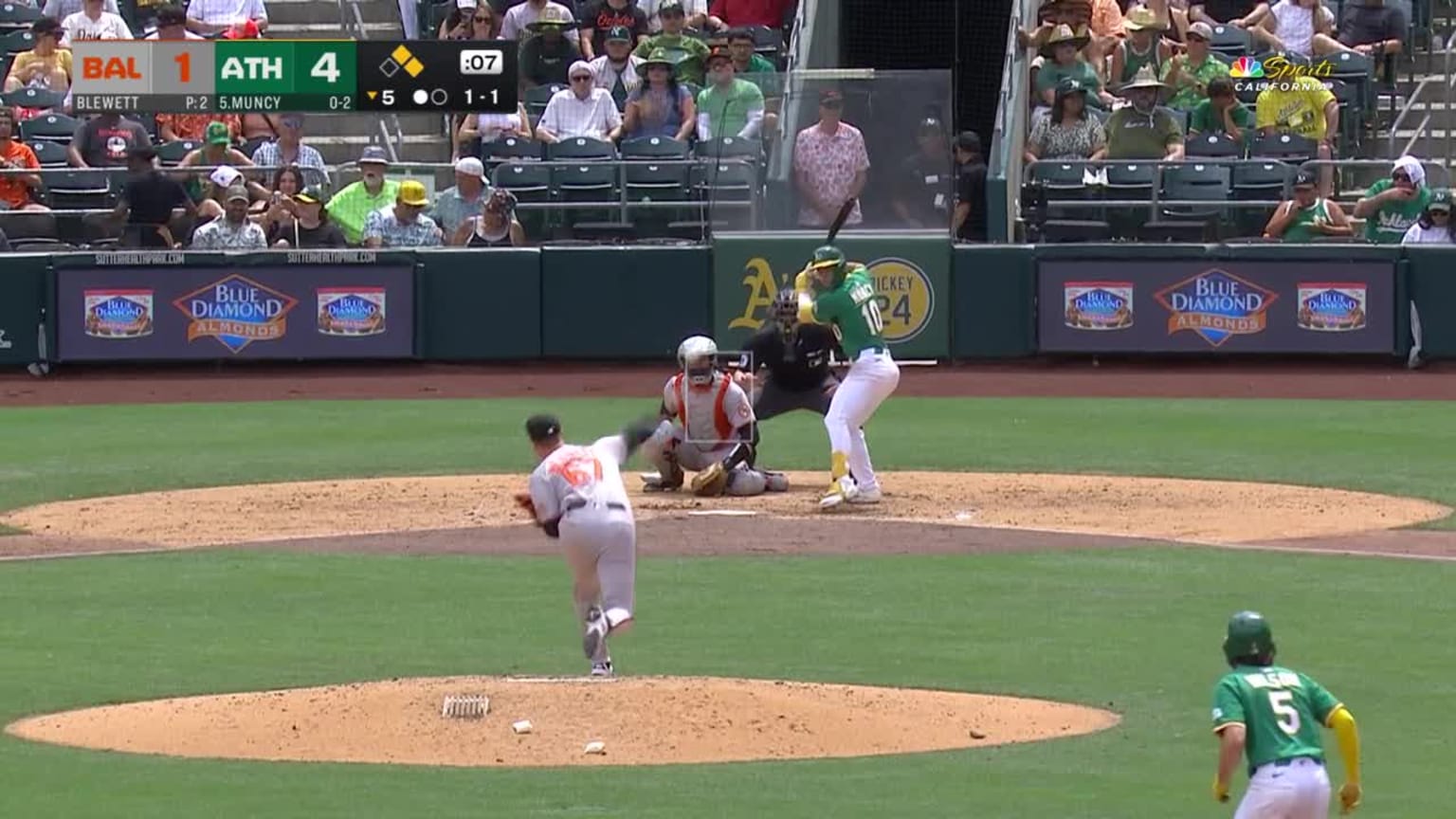 Athletics challenged (play at 1st), call on the field was overturned ...