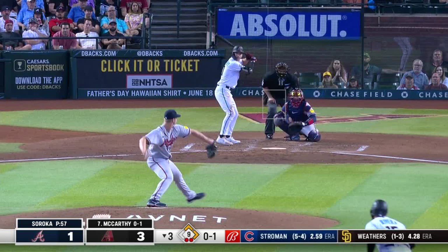 Jake McCarthy grounds out, third baseman Austin Riley to first baseman ...