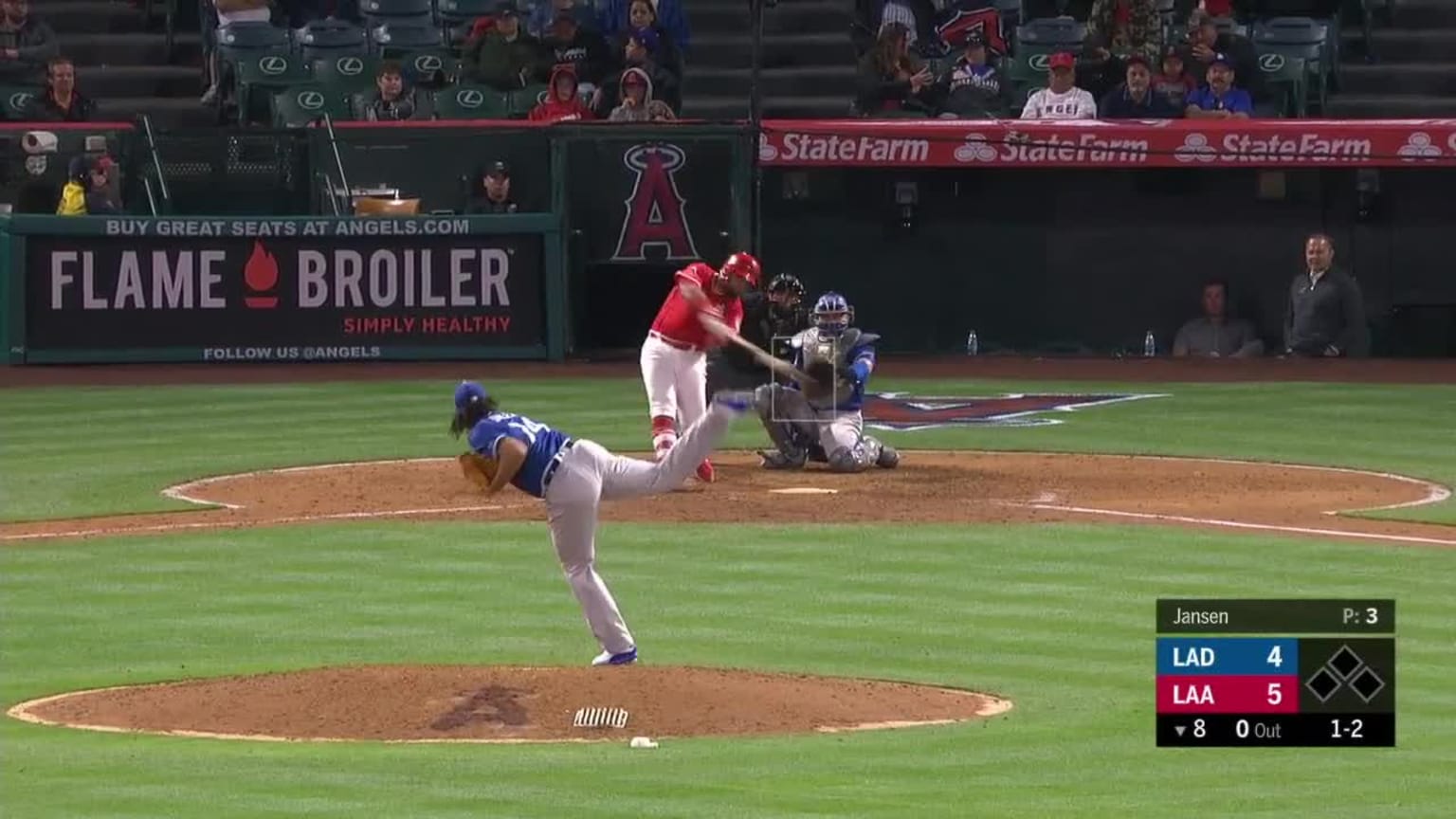 Jose Rojas doubles (6) on a sharp line drive to center fielder Jeren ...