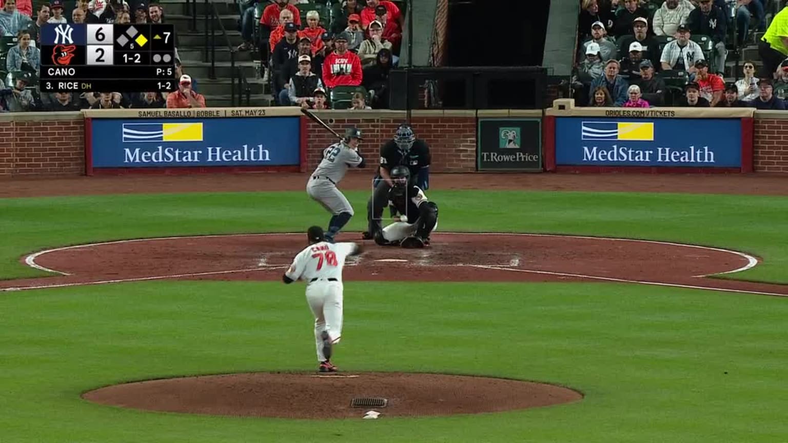 Ben Rice grounds into a double play, first baseman Pete Alonso to ...