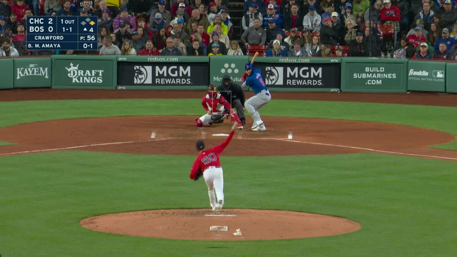 Miguel Amaya reaches on a throwing error by third baseman Pablo Reyes ...