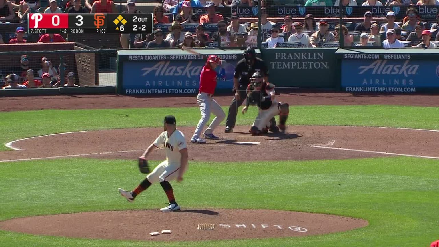 Carlos Rodon Foul to Bryson Stott | 09/04/2022 | MLB.com