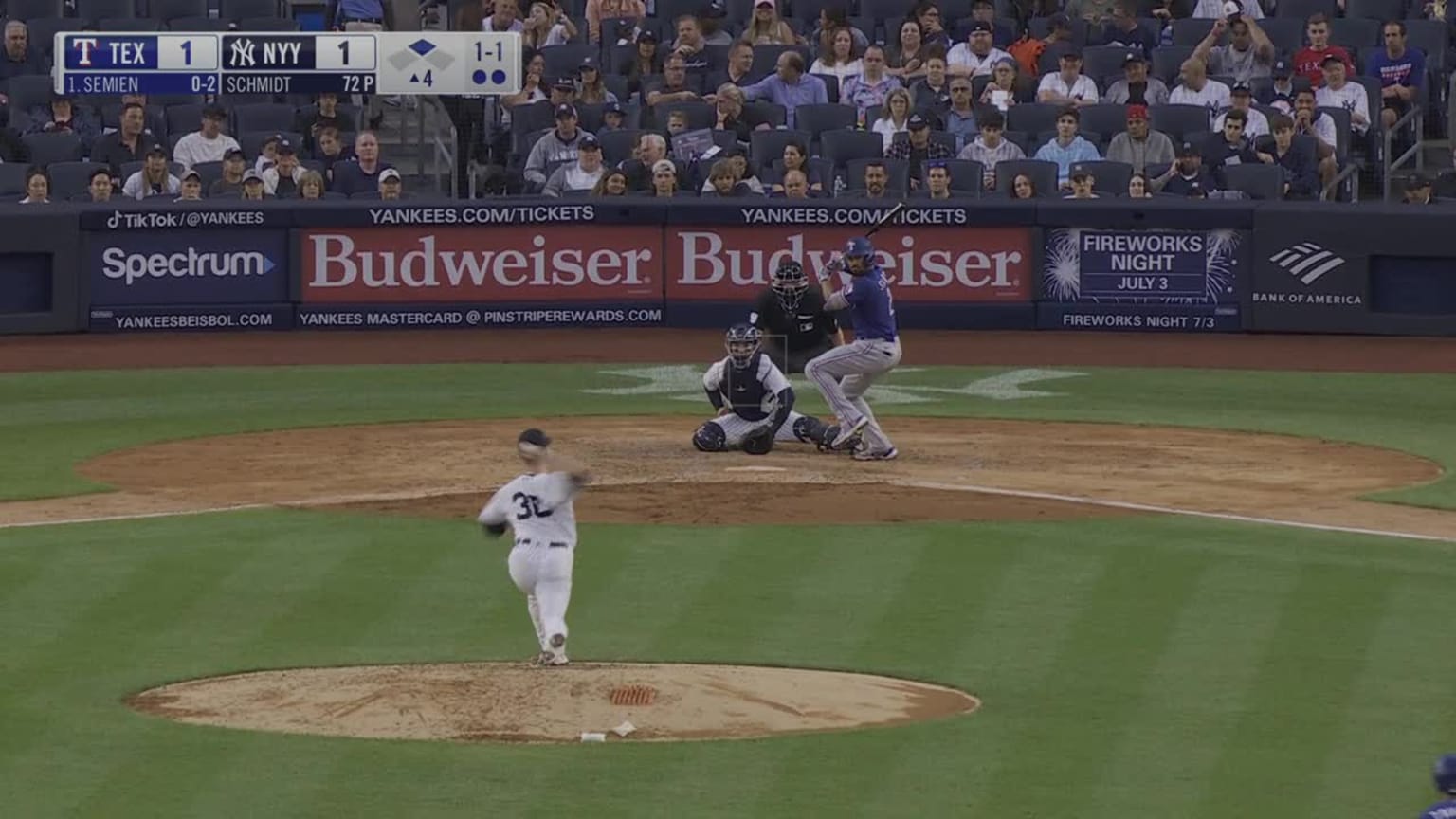 Marcus Semien flies out to left fielder Billy McKinney. | 06/23/2023 ...