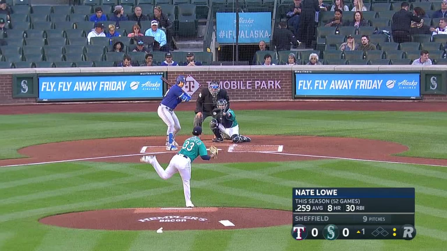 Justus Sheffield Called Strike to Nathaniel Lowe | 05/28/2021 ...