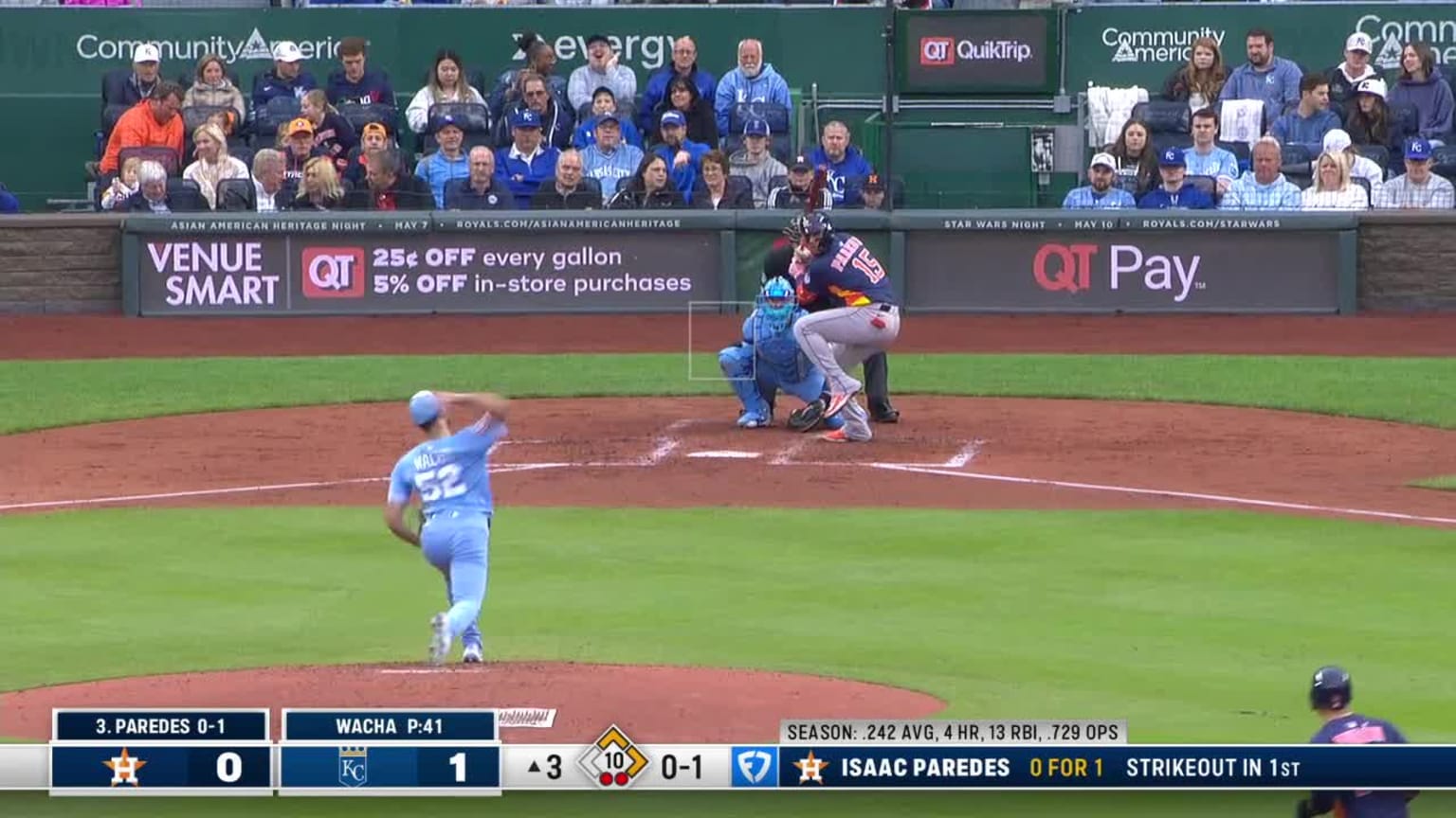 Isaac Paredes lines out sharply to right fielder Hunter Renfroe. | 04 ...