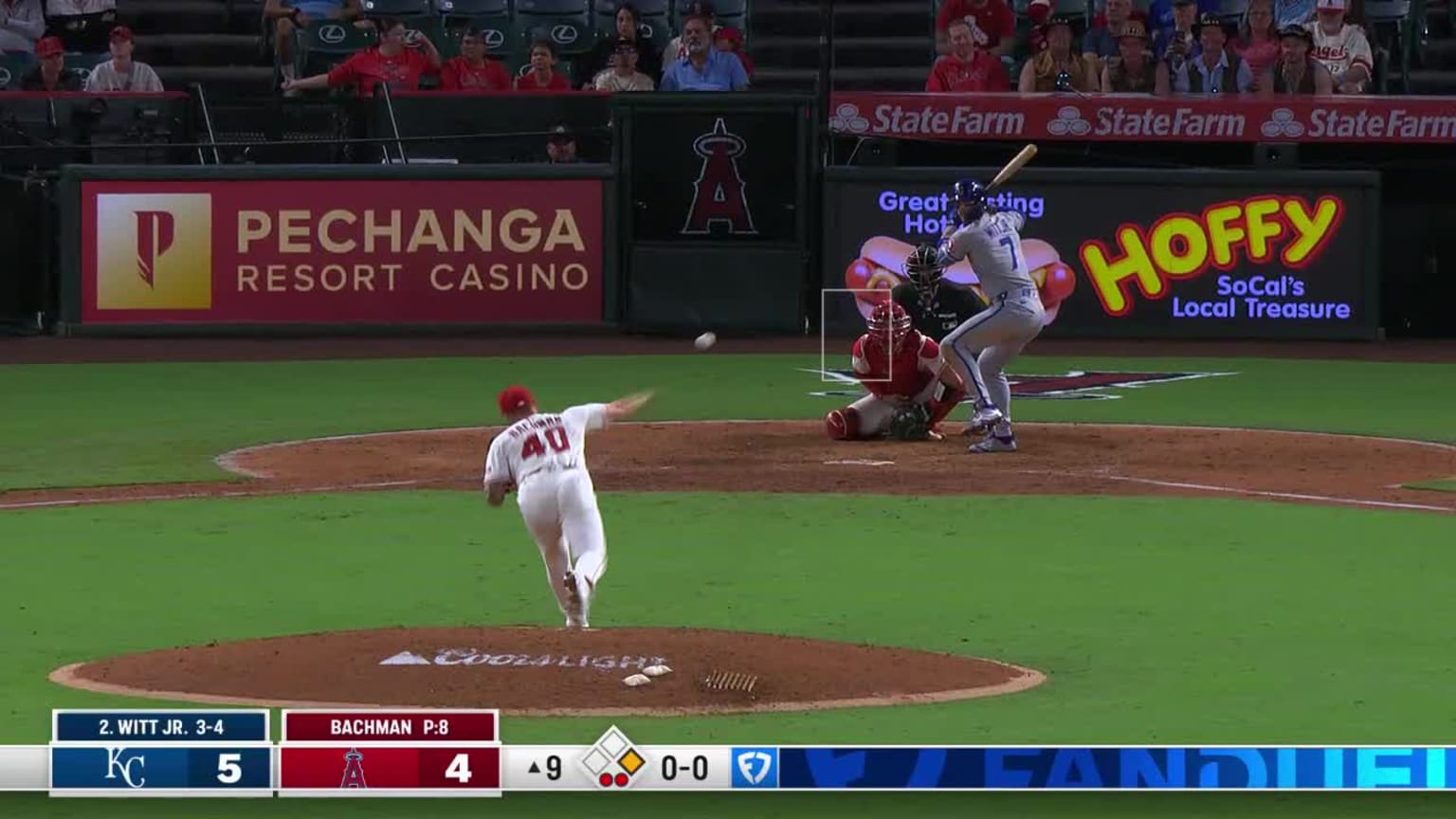 Bobby Witt Jr. singles on a sharp line drive to left fielder Chris ...