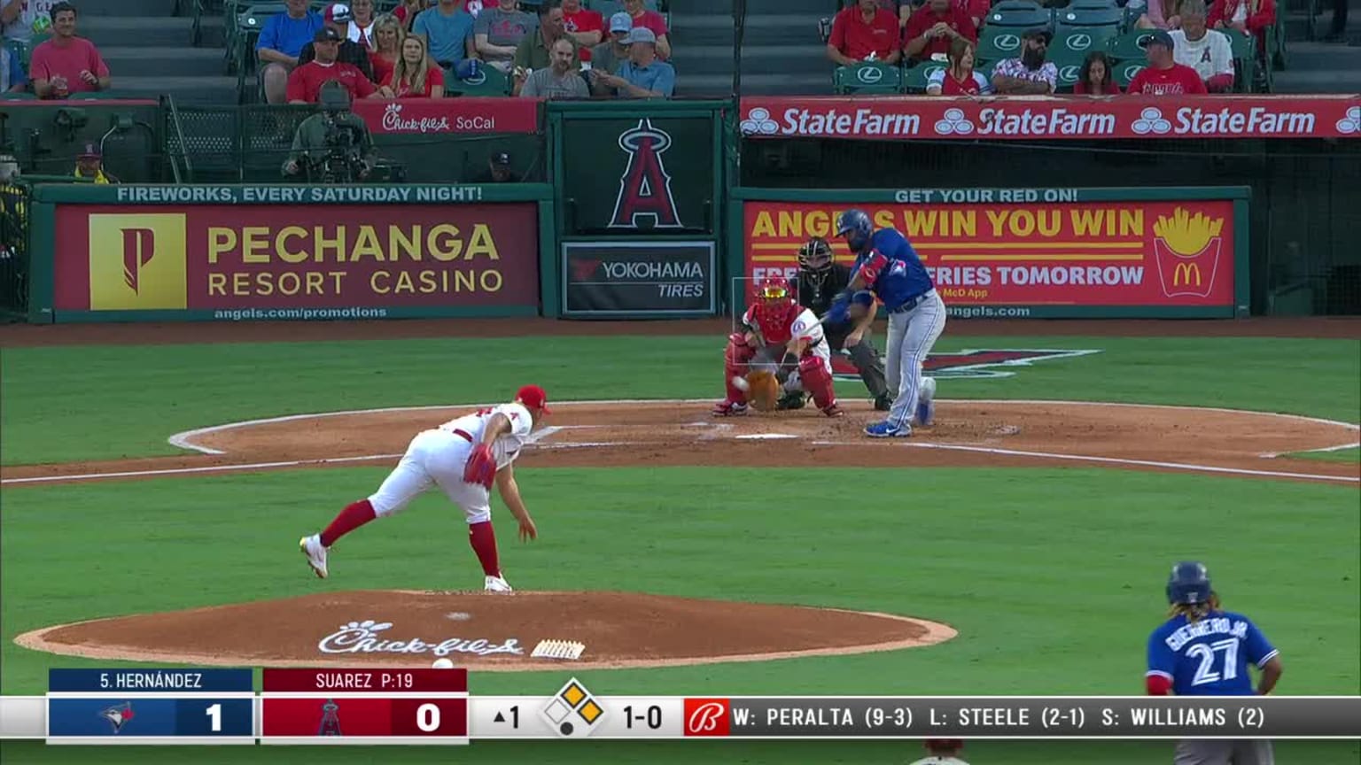 José Suarez Swinging Strike to Teoscar Hernández | 08/10/2021 | New ...