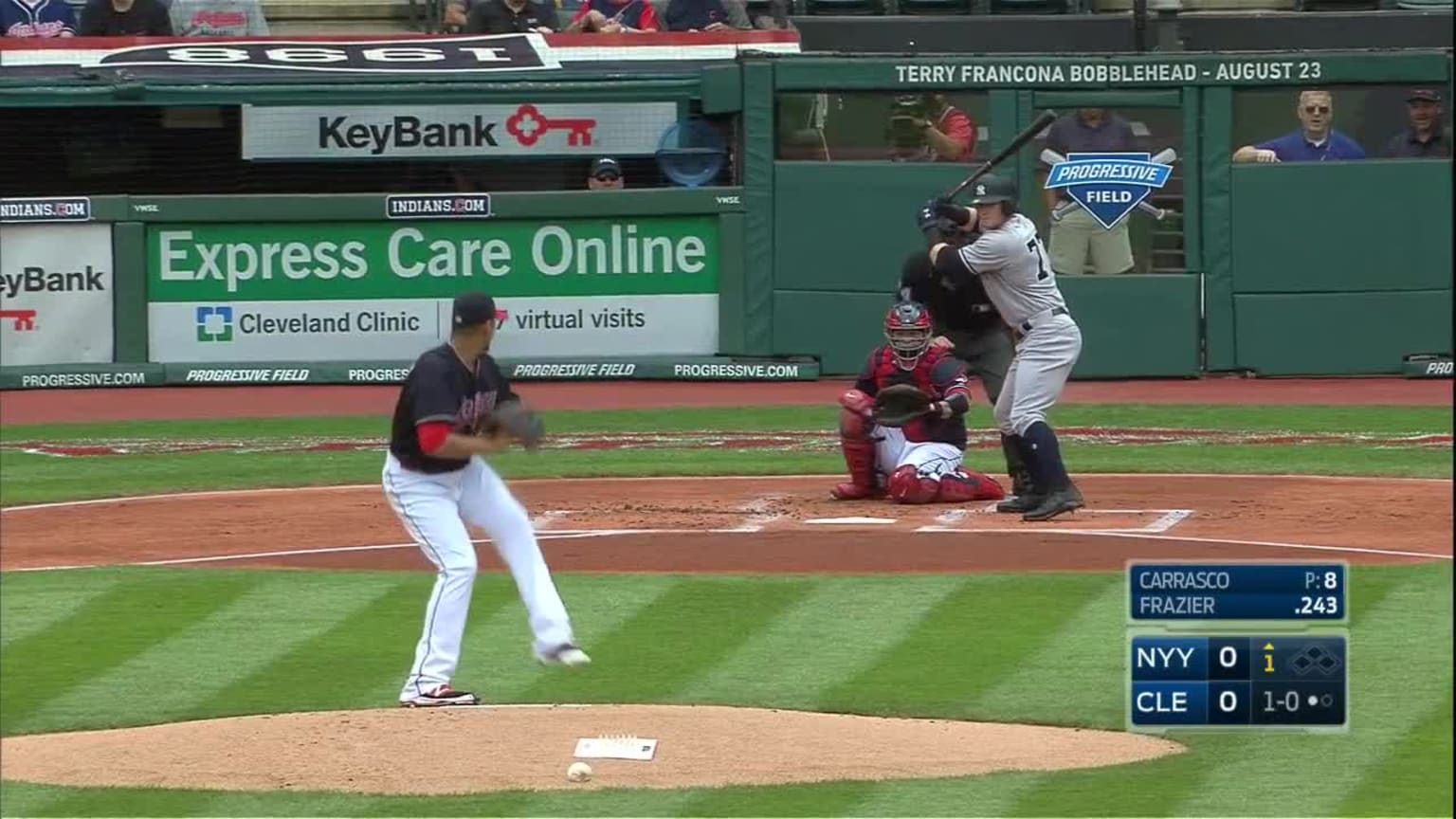 Carlos Carrasco Ball to Clint Frazier | 08/06/2017 | Los Angeles Dodgers