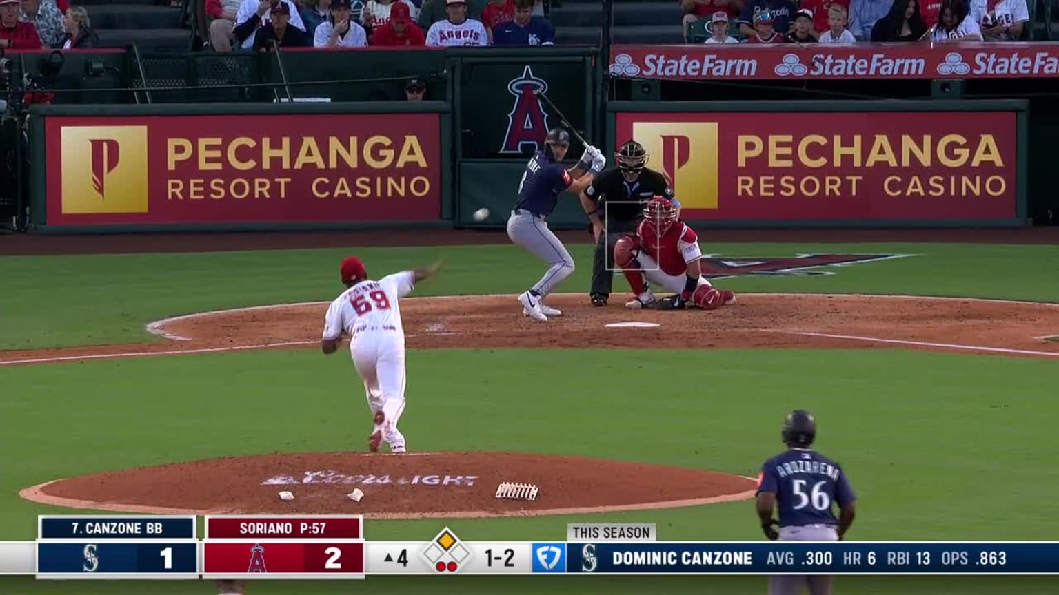 Dominic Canzone grounds out, shortstop Zach Neto to first baseman Nolan ...