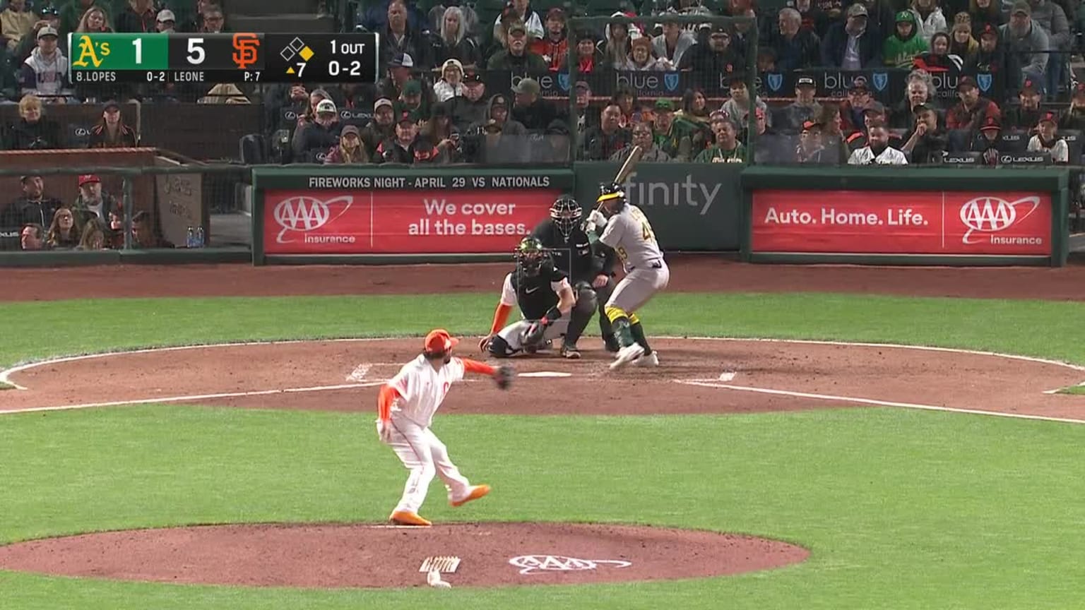 Christian Lopes strikes out on a foul tip. | 04/26/2022 | New York Mets