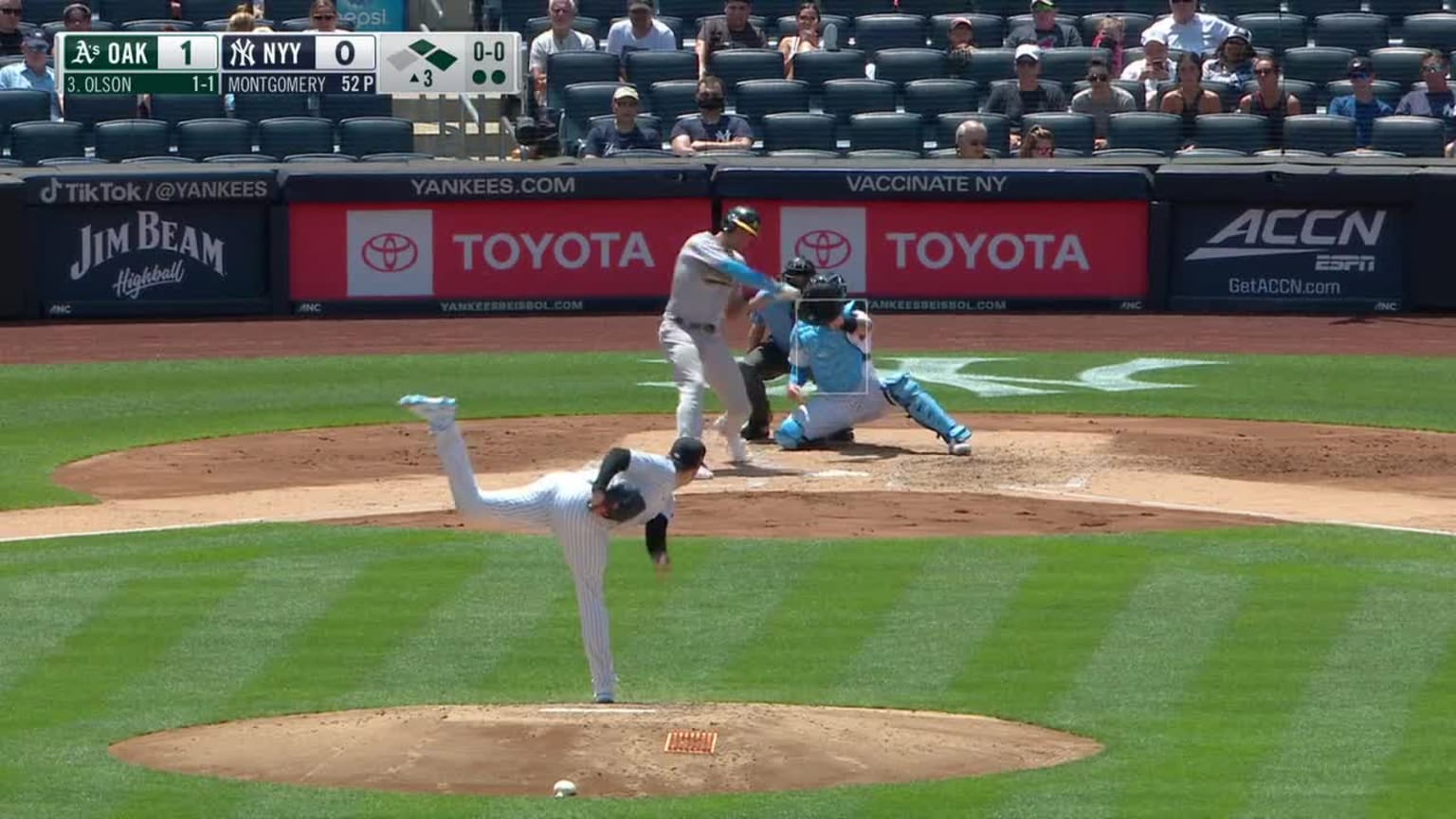 Matt Olson flies out sharply to right fielder Clint Frazier. | 06/20 ...