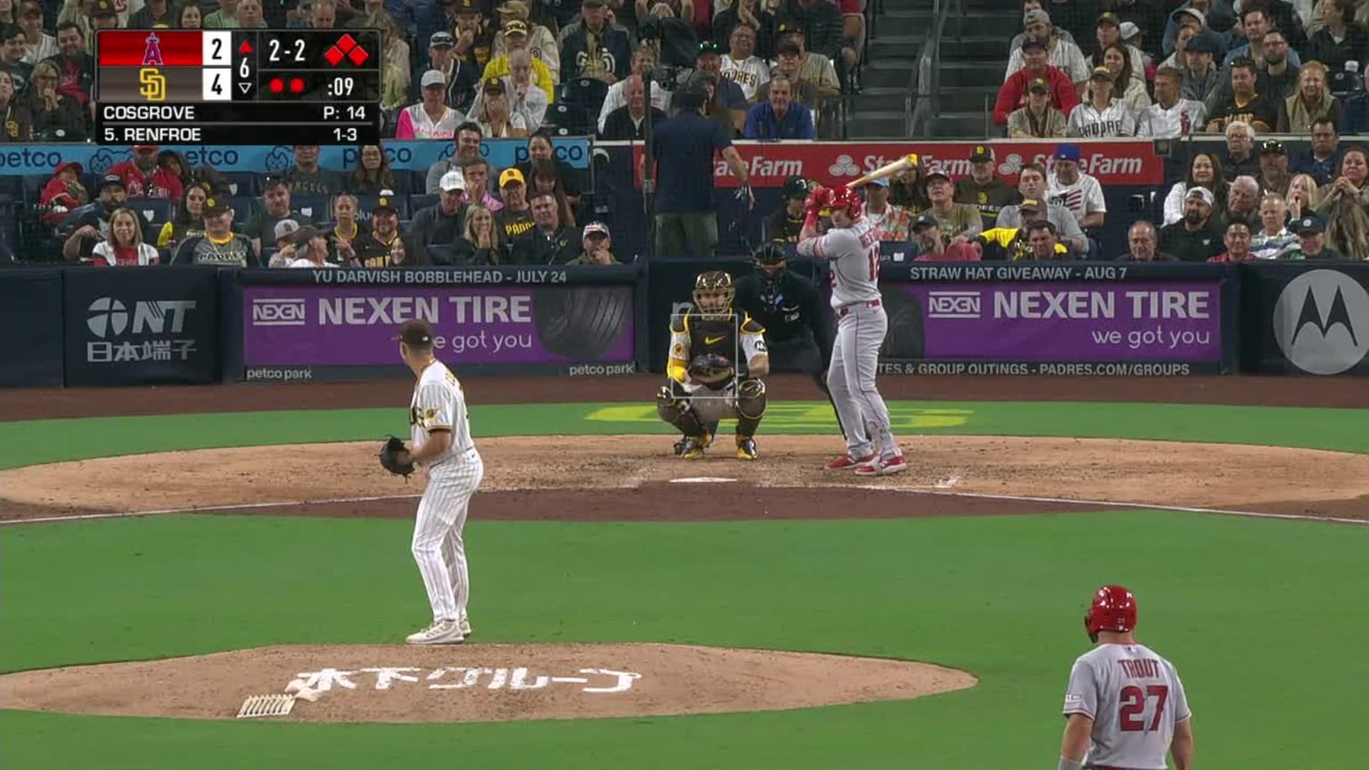 Hunter Renfroe flies out to left fielder Juan Soto. | 07/03/2023 | San ...