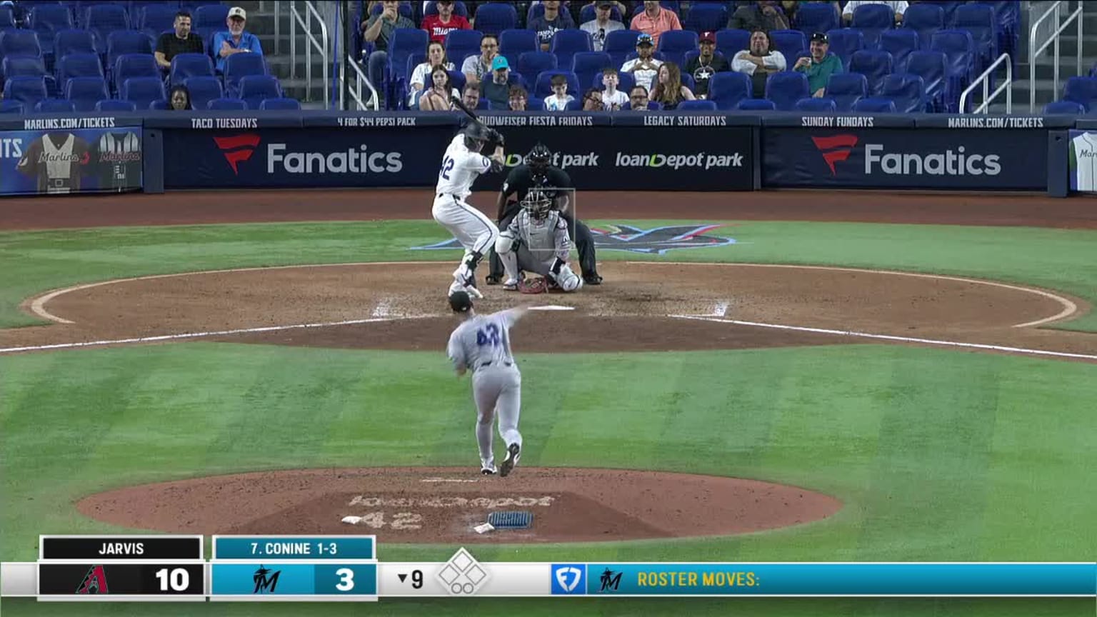 Griffin Conine doubles (5) on a sharp line drive to right fielder Corbin Carroll. | 04/15/2025 ...