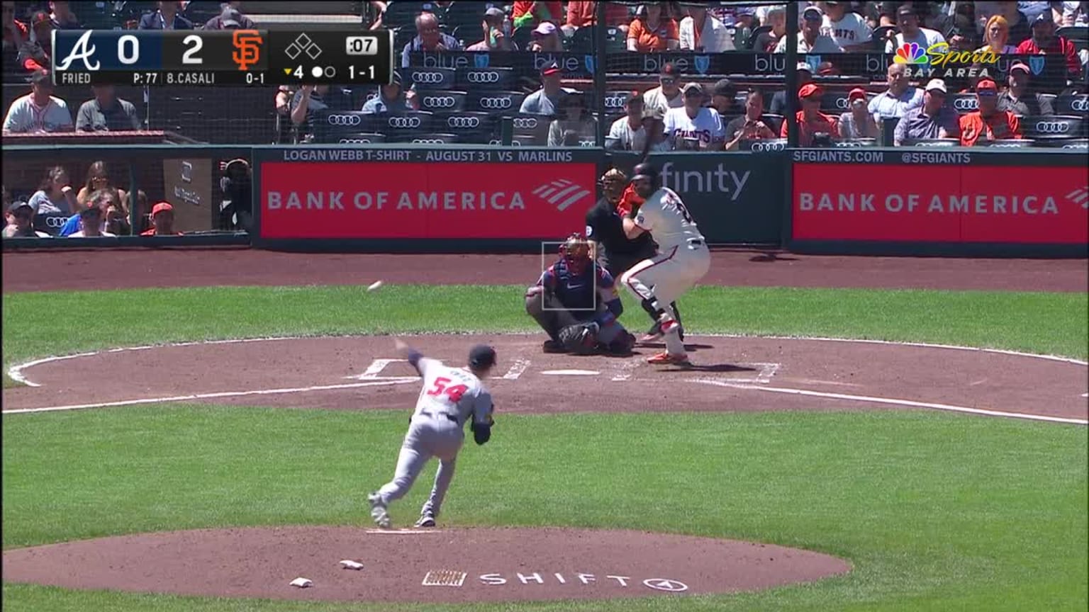 Curt Casali grounds out, second baseman Whit Merrifield to first baseman Matt Olson. | 08/15 ...