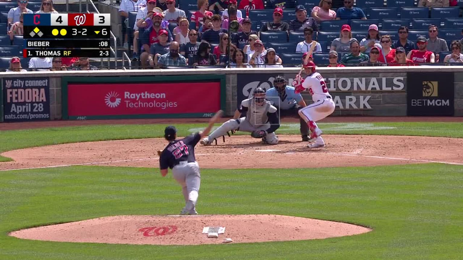 Lane Thomas strikes out swinging. | 04/16/2023 | Cleveland Guardians