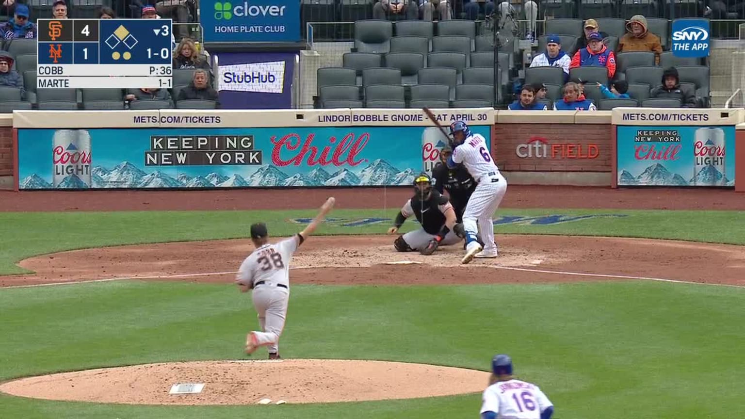 Starling Marte grounds out, second baseman Thairo Estrada to first ...