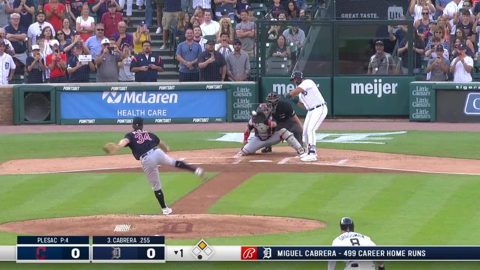 Zach Plesac Called Strike to Miguel Cabrera | 08/13/2021 | Detroit Tigers