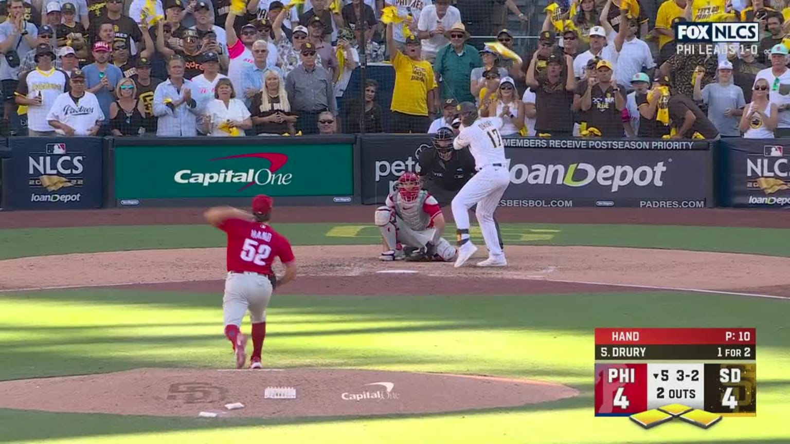 Brad Hand Foul to Brandon Drury | 10/19/2022 | San Diego Padres