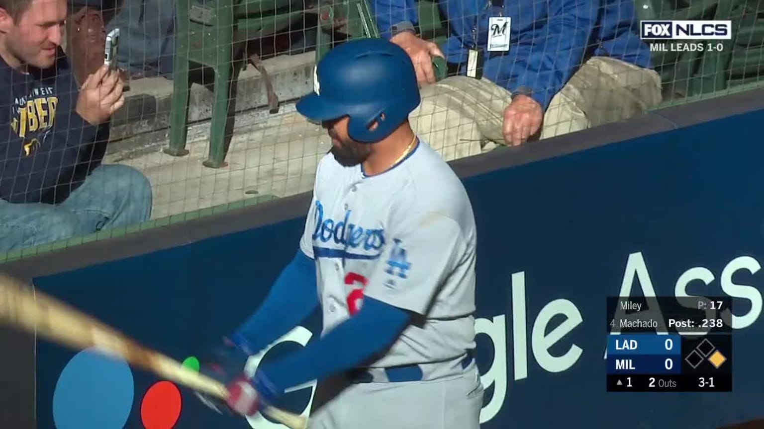 Wade Miley Called Strike to Manny Machado | 10/13/2018 | Milwaukee Brewers