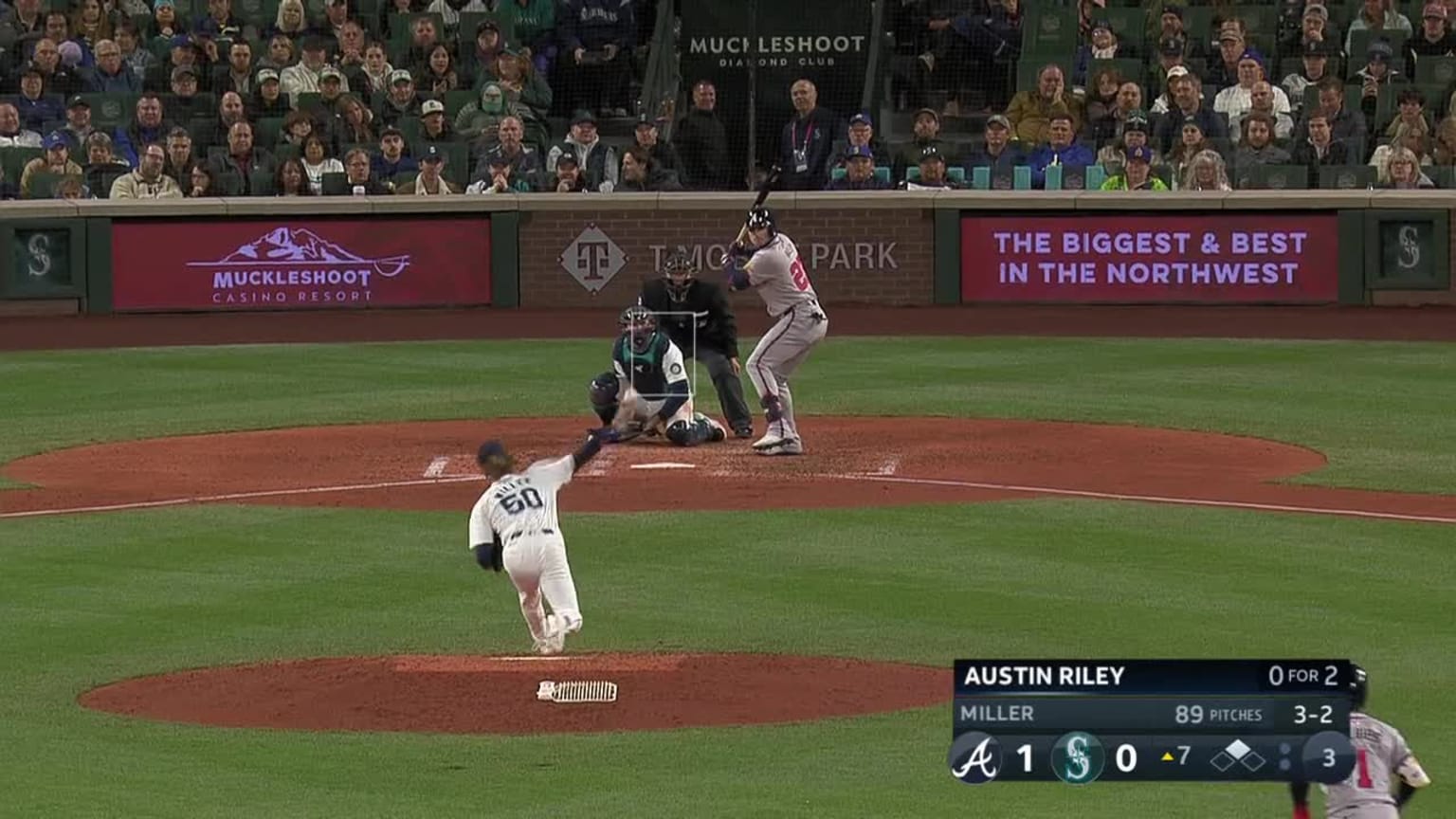 Austin Riley called out on strikes. | 04/29/2024 | Seattle Mariners