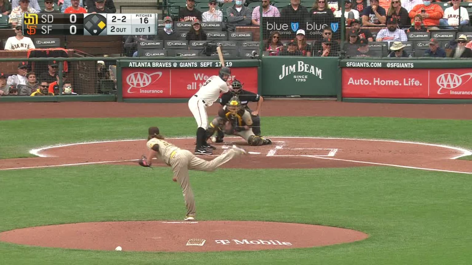 Brandon Belt hit by pitch. Kris Bryant to 2nd. | 09/16/2021 | Atlanta ...