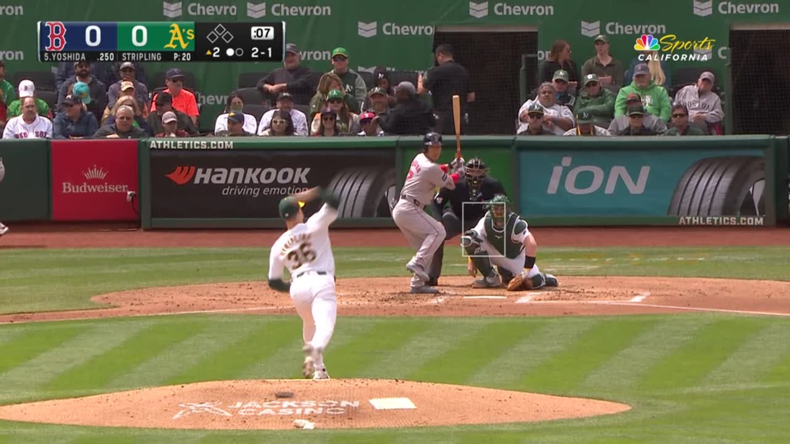 Masataka Yoshida flies out to left fielder Tyler Nevin. | 04/03/2024 ...