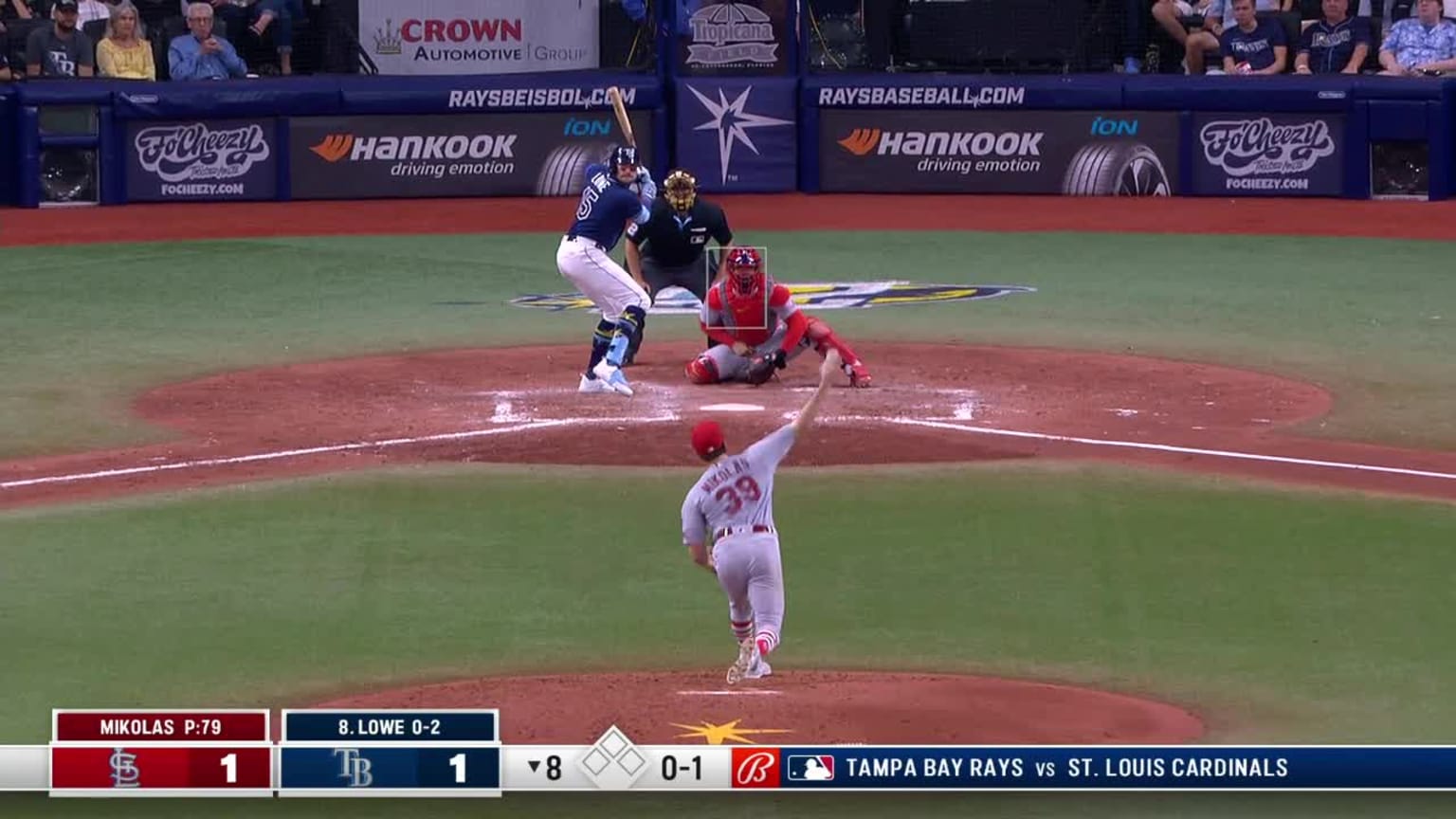 Josh Lowe triples (2) on a sharp fly ball to center fielder Dylan ...