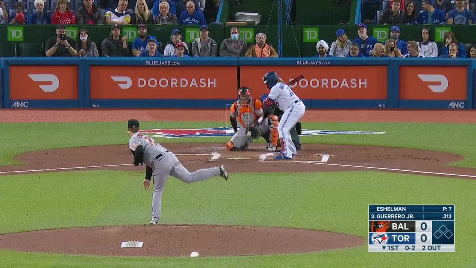 Thomas Eshelman Ball to Vladimir Guerrero | 10/01/2021 | San Diego Padres