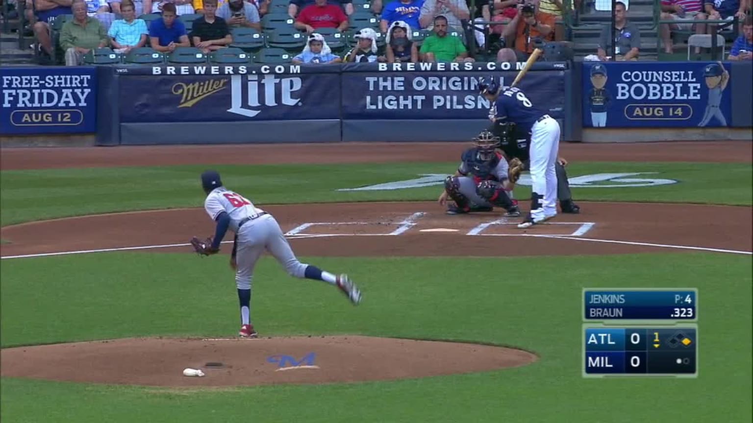 Tyrell Jenkins Ball to Ryan Braun | 08/09/2016 | Milwaukee Brewers