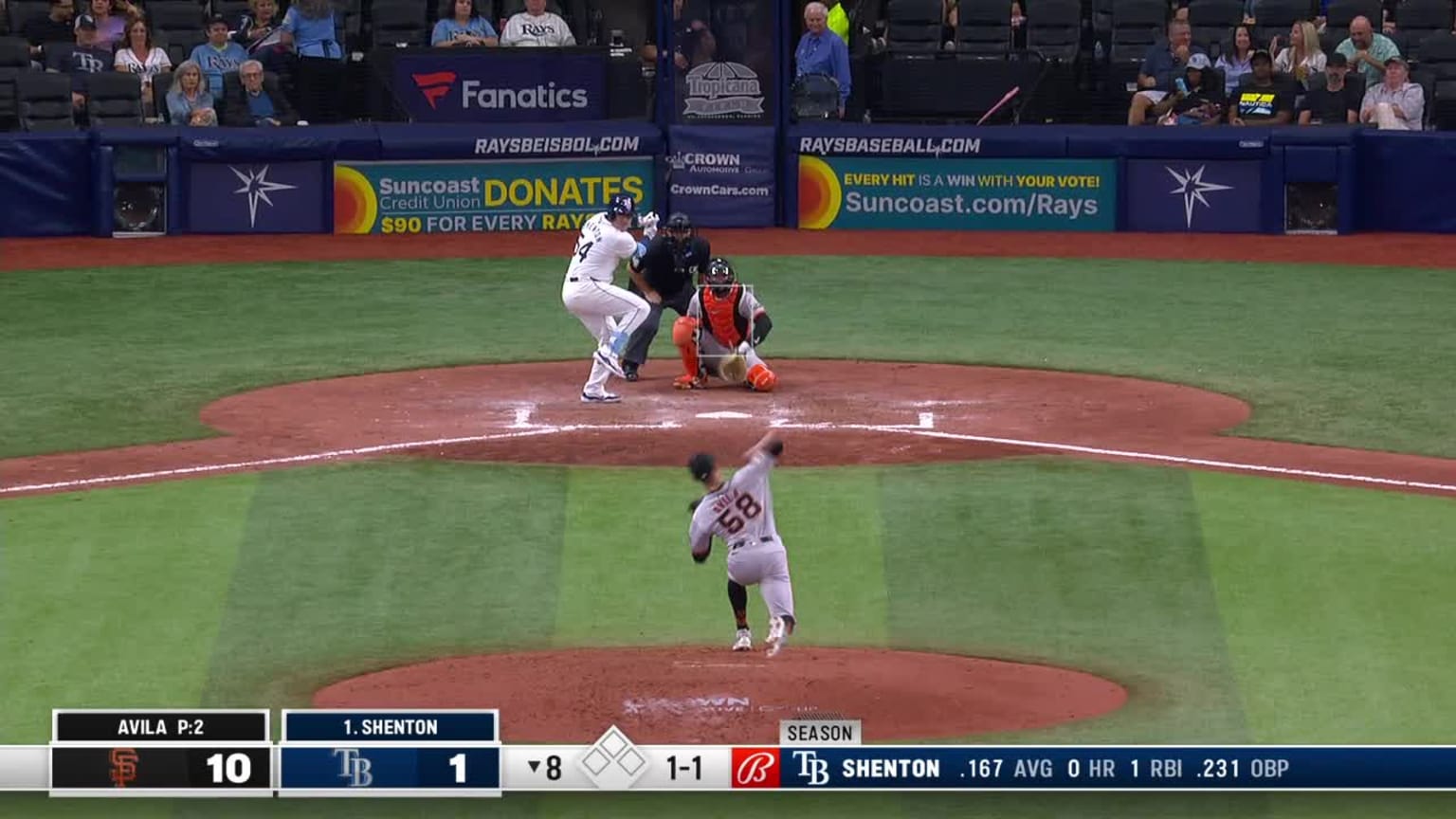 Austin Shenton doubles (2) on a sharp line drive to right fielder Mike ...