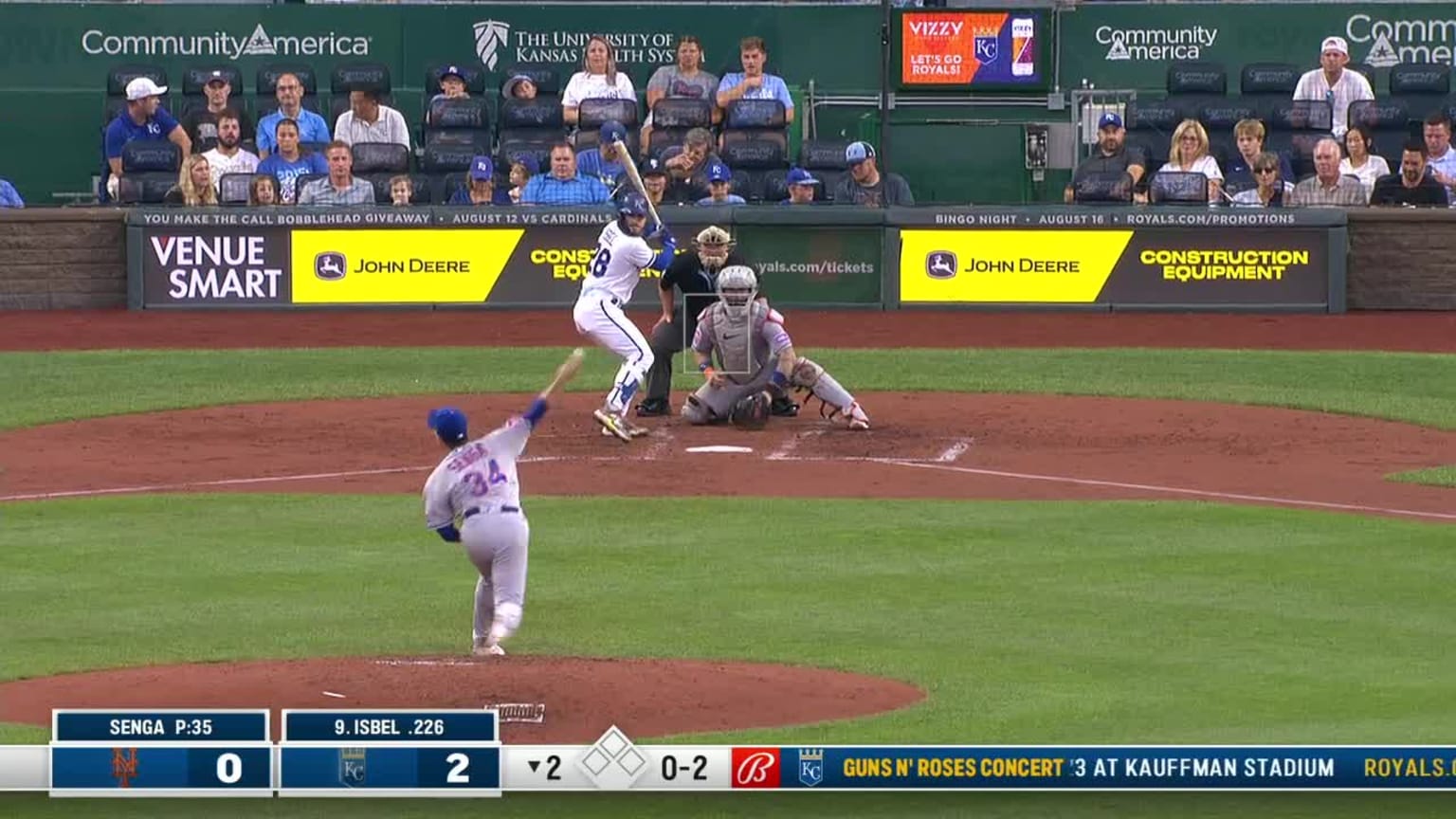 Kyle Isbel singles on a line drive to right fielder Jeff McNeil. | 08 ...