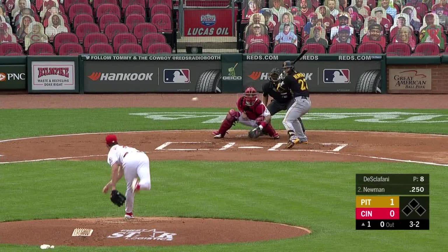Kevin Newman flies out to center fielder Nick Senzel. | 08/13/2020 ...