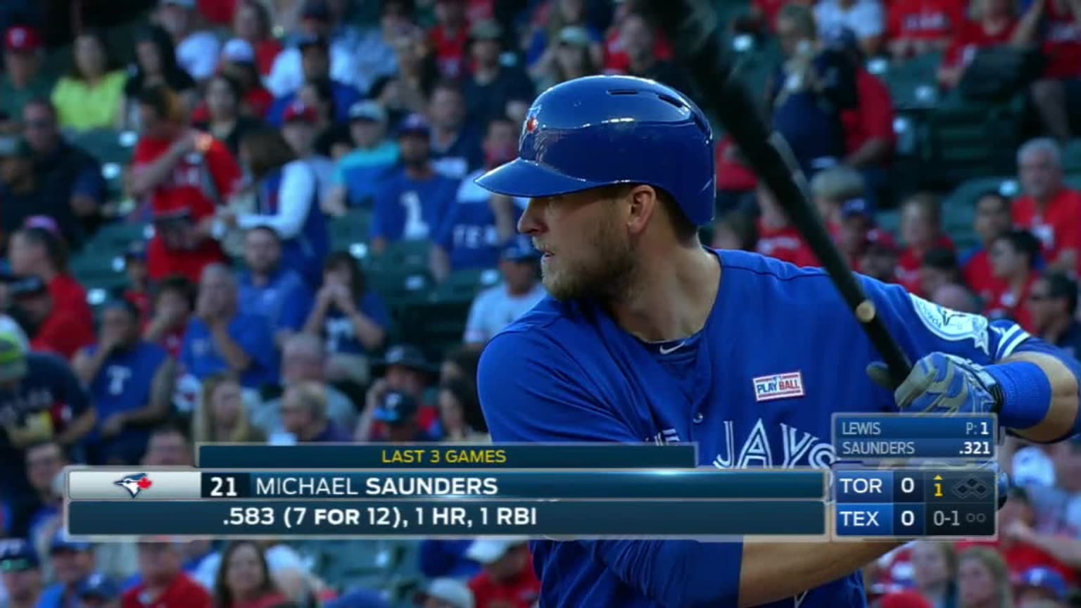 Colby Lewis Ball to Michael Saunders | 05/14/2016 | Cleveland Guardians