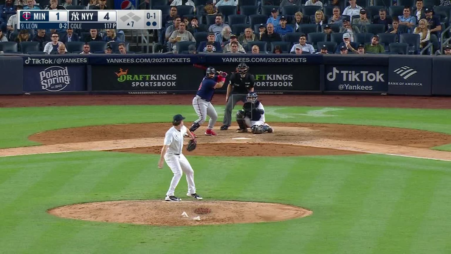 Sandy Leon singles on a line drive to center fielder Estevan Florial ...