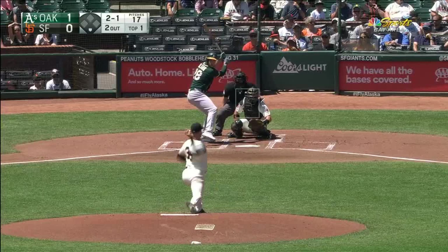 Matt Olson hit by pitch. | 08/14/2019 | Atlanta Braves