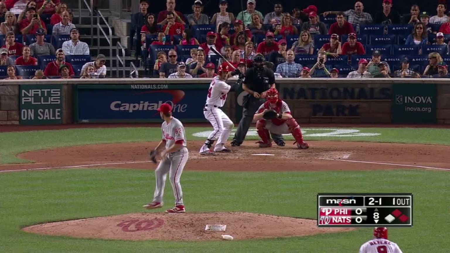 Patrick Schuster Ball to Bryce Harper | 09/10/2016 | Los Angeles Dodgers