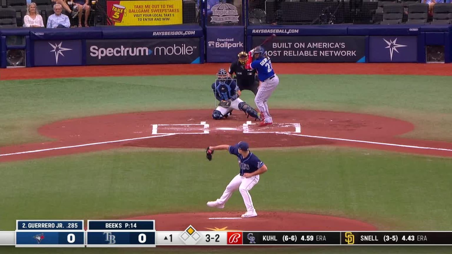 Vladimir Guerrero Jr. lines out, pitcher Jalen Beeks to shortstop ...