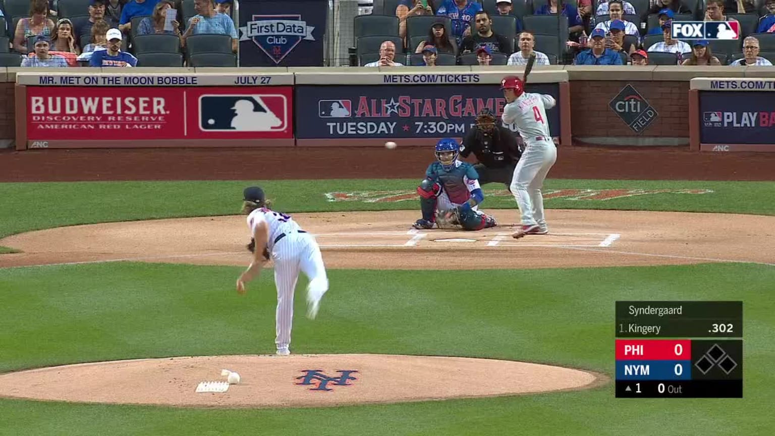 Noah Syndergaard Foul to Scott Kingery | 07/06/2019 | Cleveland Guardians