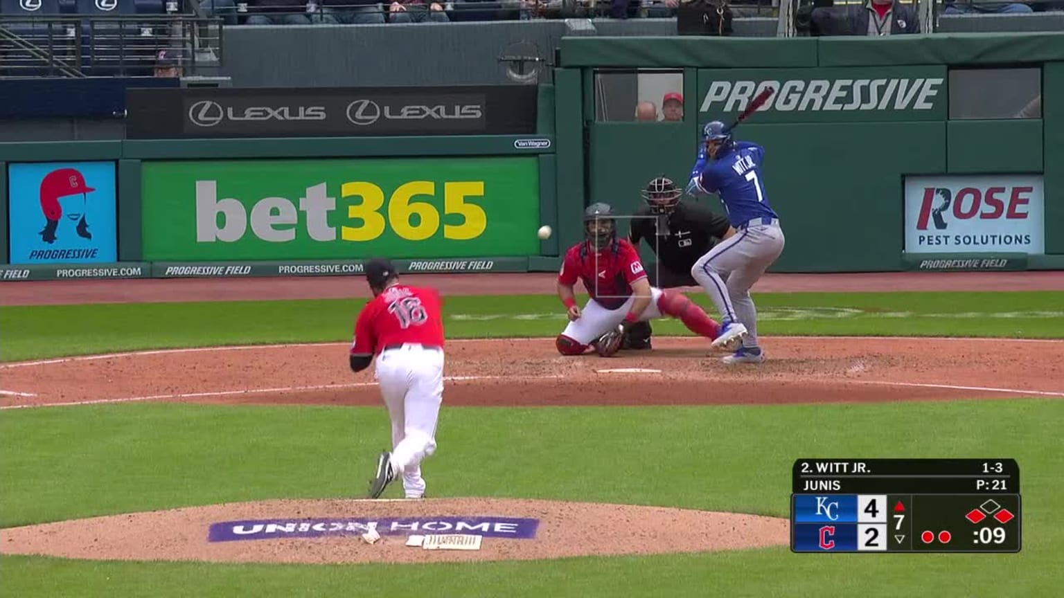 Bobby Witt Jr. pops out to second baseman Daniel Schneemann. | 04/13 ...