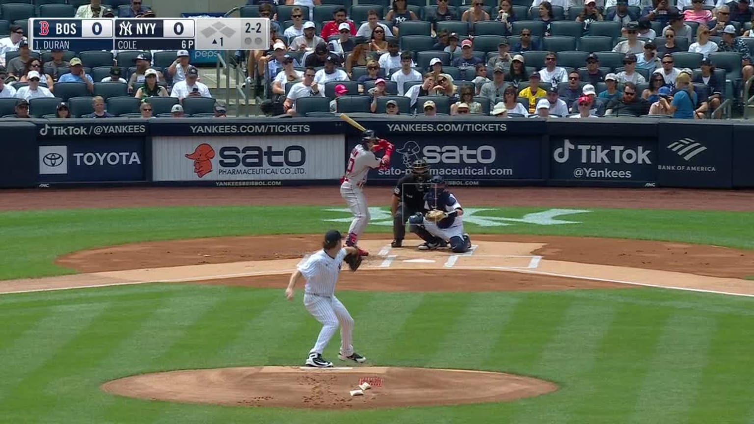 Gerrit Cole Foul to Jarren Duran | 07/17/2022 | New York Mets
