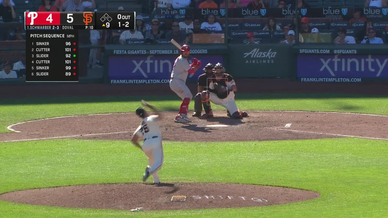 Camilo Doval Ball to Kyle Schwarber | 09/03/2022 | MLB.com