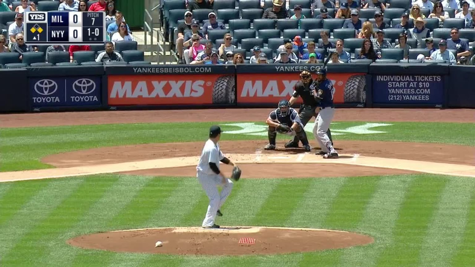 Masahiro Tanaka Ball In Dirt to Domingo Santana | 07/09/2017 | Texas ...