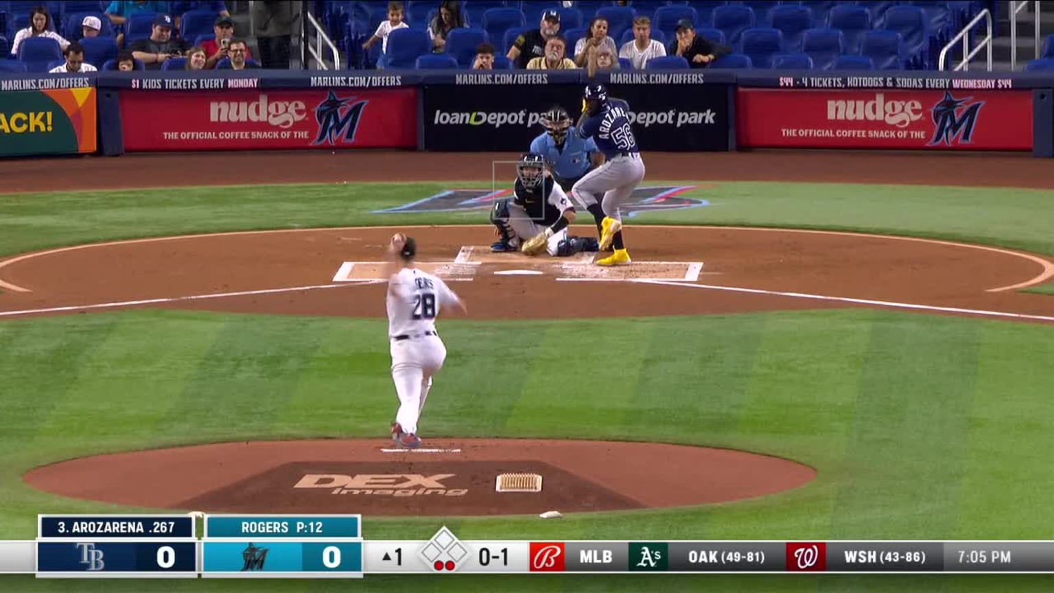 Randy Arozarena singles on a ground ball to left fielder Peyton Burdick ...
